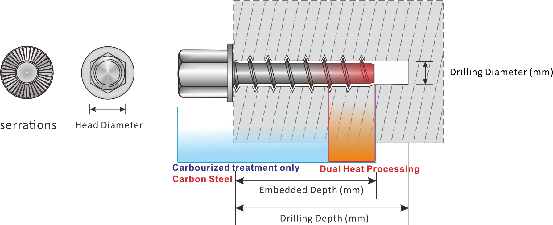 Galvanized Concrete Anchors Internal Thread Head (Hanger Bolts)