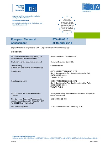 Concrete Bolts - European Technical Assessment